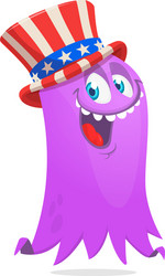 Cartoon funny monster wearing american uncle sam Vector Image