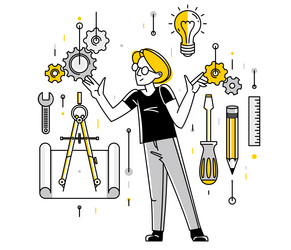 Engineer working on a project mechanic specialist Vector Image