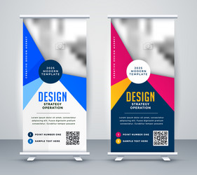 Roll up banner template stand design pull Vector Image