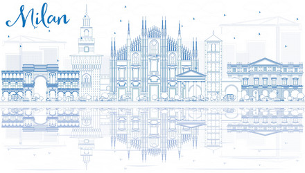 Outline milan italy city skyline with colored Vector Image