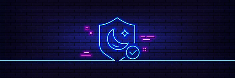 Sleep guard line icon no insomnia sign neon Vector Image