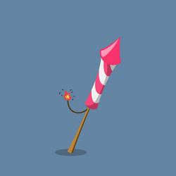 Broken-winded firework rocket isolated on white Vector Image