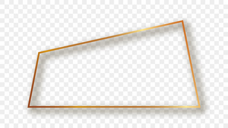 Gold glowing trapezoid shape frame with shadow Vector Image