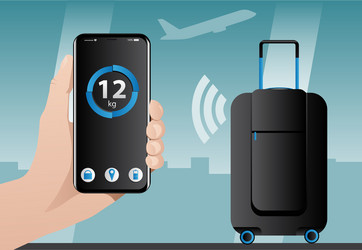 Smart baggage with wireless control Royalty Free Vector