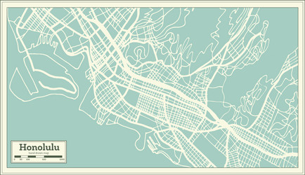 Honolulu usa city map in retro style outline Vector Image