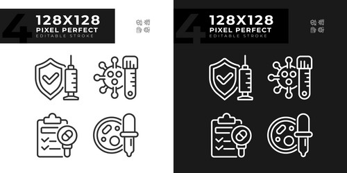2d editable dark and light bacteria icons pack Vector Image
