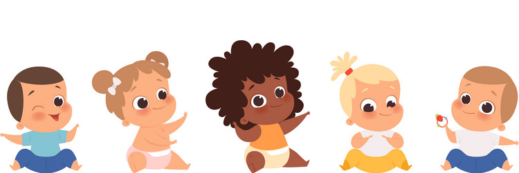 Cute baby sitting cartoon on white background Vector Image