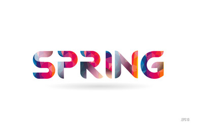 Hello spring pink blue color word text logo icon Vector Image