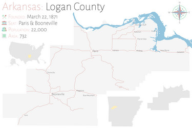 Vintage map of logan county in arkansas usa Vector Image