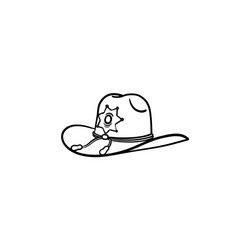 Sheriff hat hand drawn outline doodle icon Vector Image