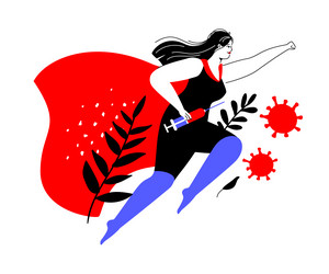 Cartoon male character making vaccine flat style Vector Image