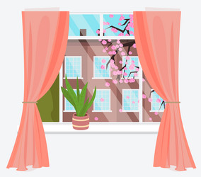 Pink realistic flowers view from above realistic Vector Image