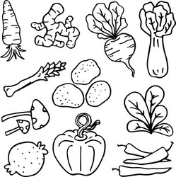 Vegetable set doodles Royalty Free Vector Image