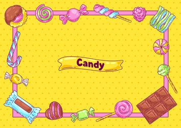 Kawaii heart frame with sweets and candies crazy Vector Image