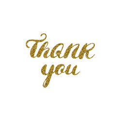 Thank you - gold glitter hand lettering on black Vector Image