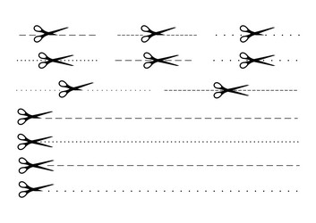 Scrissors cut dotted line mark different shape Vector Image