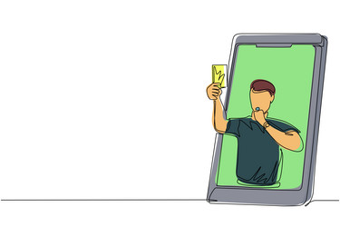 Continuous one line drawing soccer referee Vector Image