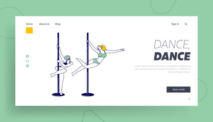 Female characters practicing pole dance concept Vector Image