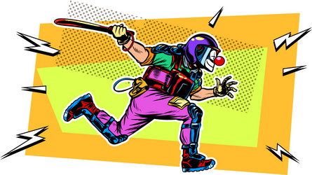 Riot police officer running with shield and baton Vector Image