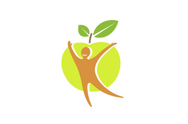 Creative happy jumping man wellness body logo Vector Image