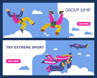 Skydiving and parachute jump posters flat Vector Image