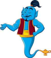 Friendly genie cartoon Royalty Free Vector Image