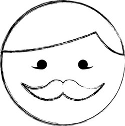 Blue round man face cartoon Royalty Free Vector Image