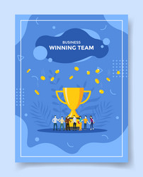 Win success businessman on flyer corporate Vector Image