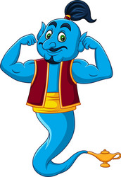 Friendly genie cartoon Royalty Free Vector Image
