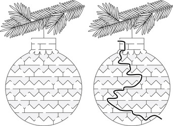 Easy christmas ornament maze Royalty Free Vector Image