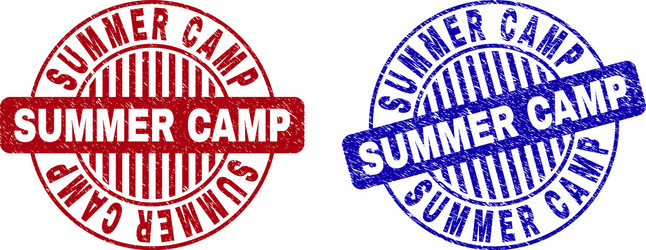 Grunge summer camp scratched watermarks Royalty Free Vector