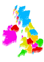 Colorful map uk united kingdom with regions Vector Image