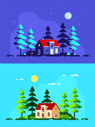 Day or night work working late overtime office Vector Image