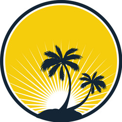 Beach sunset palm tree logo icon Royalty Free Vector Image