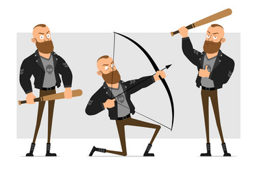 Cartoon punk hooligan boy character set Royalty Free Vector