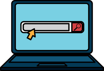 Computer laptop with search bar Royalty Free Vector Image