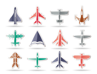 Different types of plane icons Royalty Free Vector Image