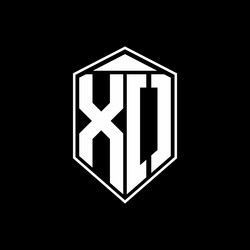 Xo logo monogram shield sharp half round shape Vector Image
