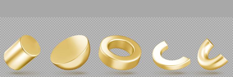 Isolated abstract geometric gold 3d shape object Vector Image