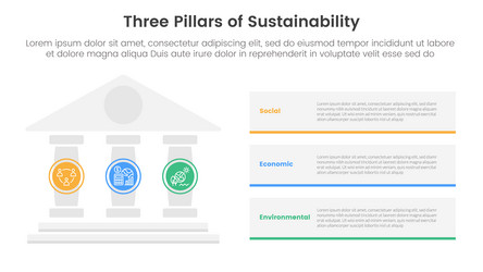 Three pillars sustainability framework Royalty Free Vector