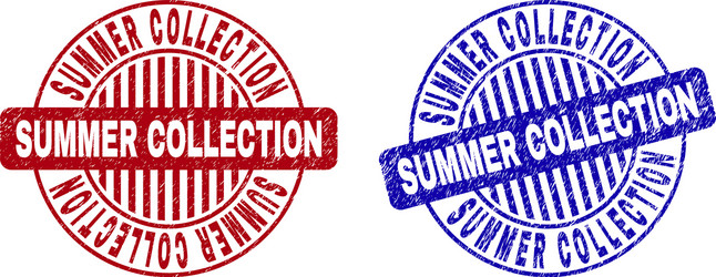 Grunge summer textured round watermarks Royalty Free Vector