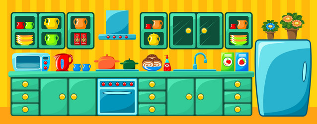 Stylized kitchen interior for animation and design