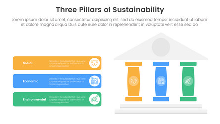 Three pillars sustainability framework Royalty Free Vector