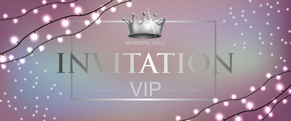Vip invitation lettering with crown and goblets Vector Image