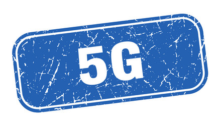 5g blue round grunge stamp Royalty Free Vector Image