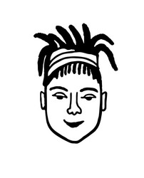 Cute little reggae boy with dreads playing guitar Vector Image