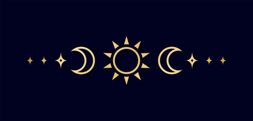 Gold celestial text divider with sun stars moon Vector Image