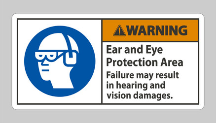 Caution sign testing in progress wear eye and ear Vector Image