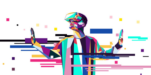 A man wearing virtual Royalty Free Vector Image