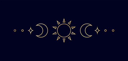 Gold celestial text divider with sun stars moon Vector Image